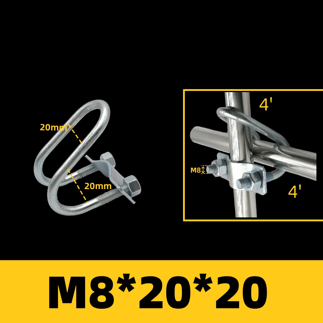 5pcs 20*20mm 20*25mm Double U-shaped Clamp Steel Pipe Fixed Cross Clamp ...