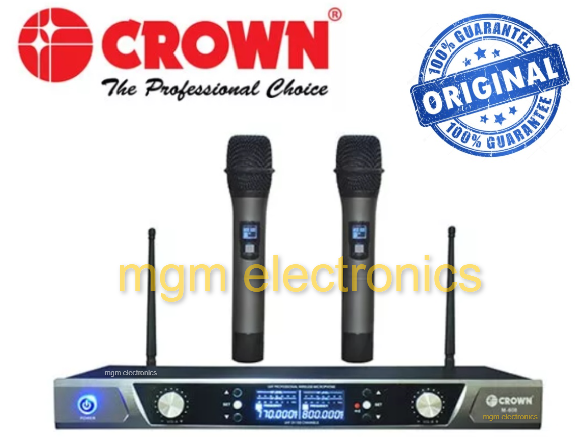 CROWN M-608 Handheld Dual UHF BAND Wireless Microphone 2x100 Channels ...