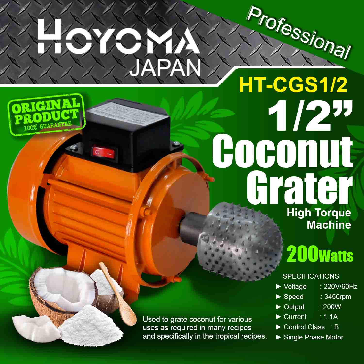 Original HOYOMA Japan 200W Coconut Grater Machine Set (HT-CGS1/2 ...