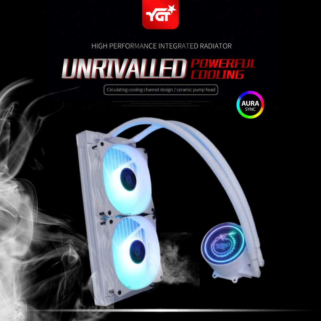 YGT DF-240 WHITE CPU Liquid Cooler All-in-one Liquid CPU Cooler with 5v ...