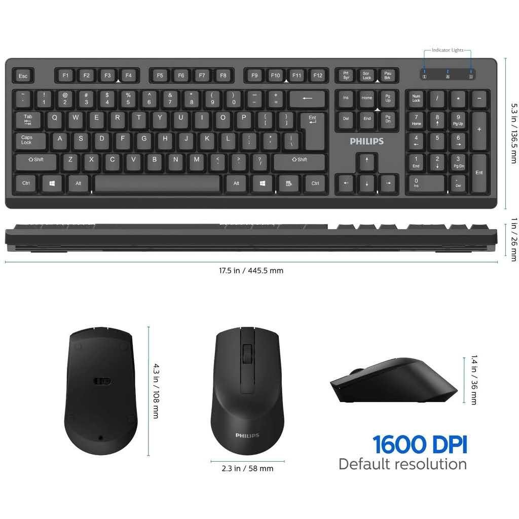 Genuine PHILIPS Wireless keyboard and Mouse Combo set For PC Computer ...