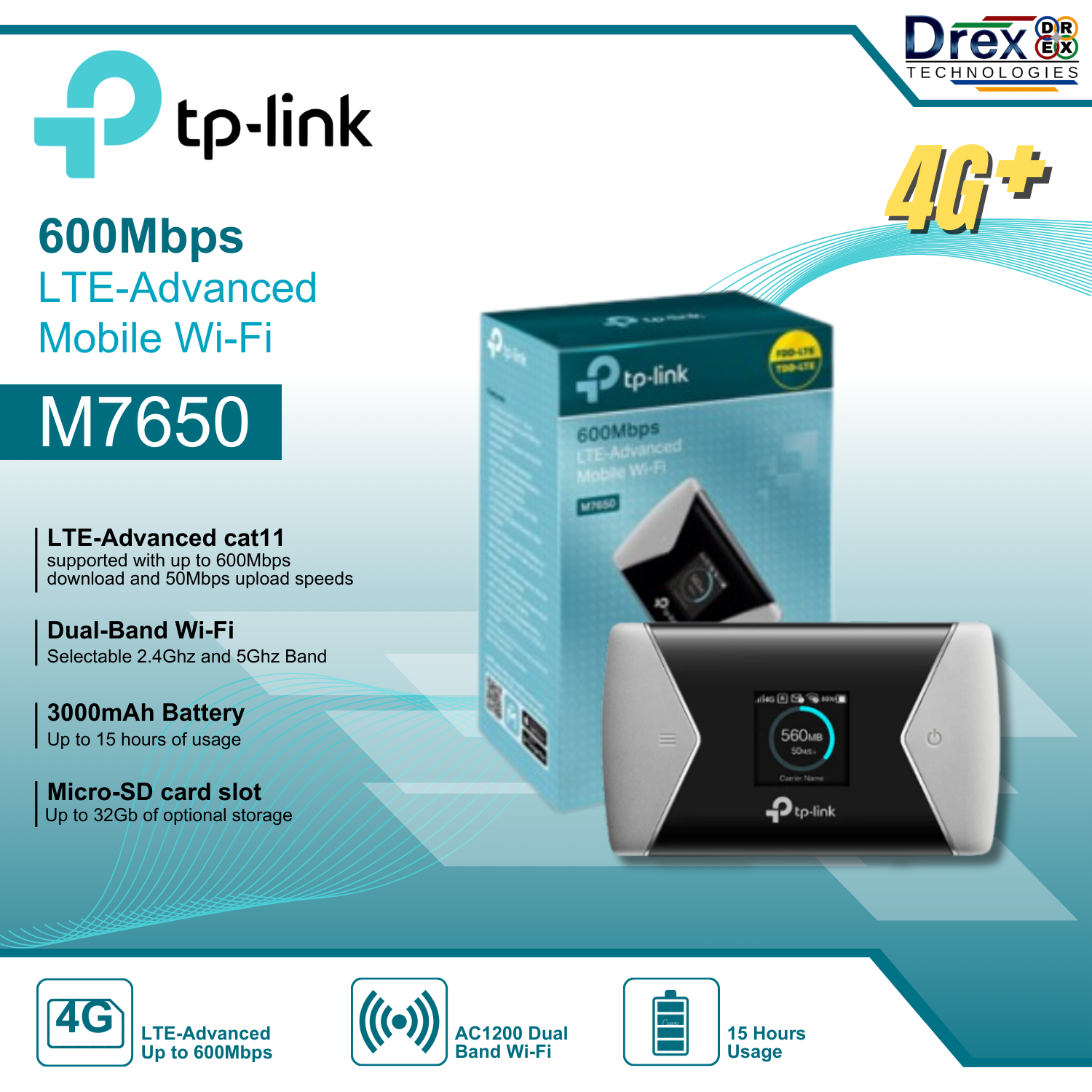 TP-LINK M7650 600Mbps LTE-Advanced Mobile Wi-Fi | Lazada PH