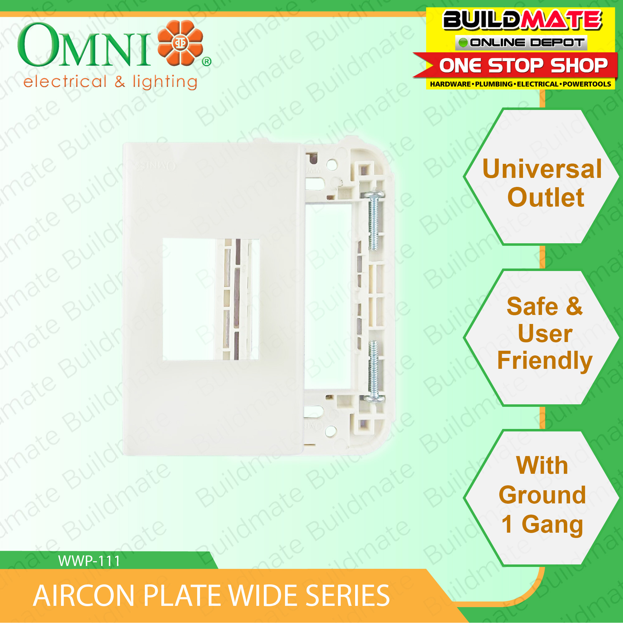 Omni 1-Gang Plate for Universal Outlet with Ground & Aircon Tandem WWP ...
