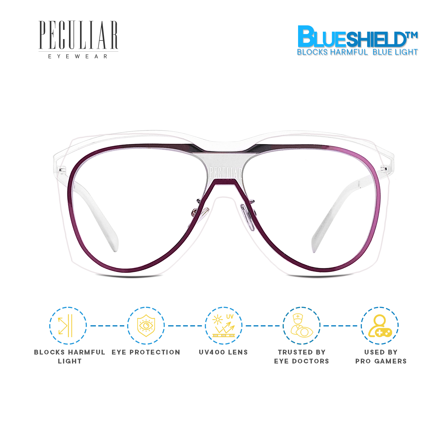 Pecliar Eyewear Kaye Oversized Aviator Anti Radiation Bluelight Safety ...