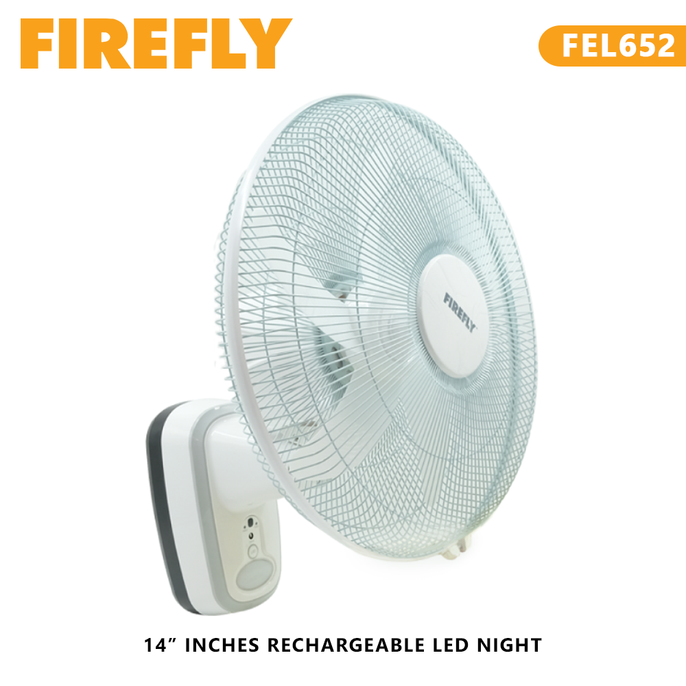 Wall Fan 14” inches Rechargeable Firefly FEL652 LED Night Light AC/DC ...