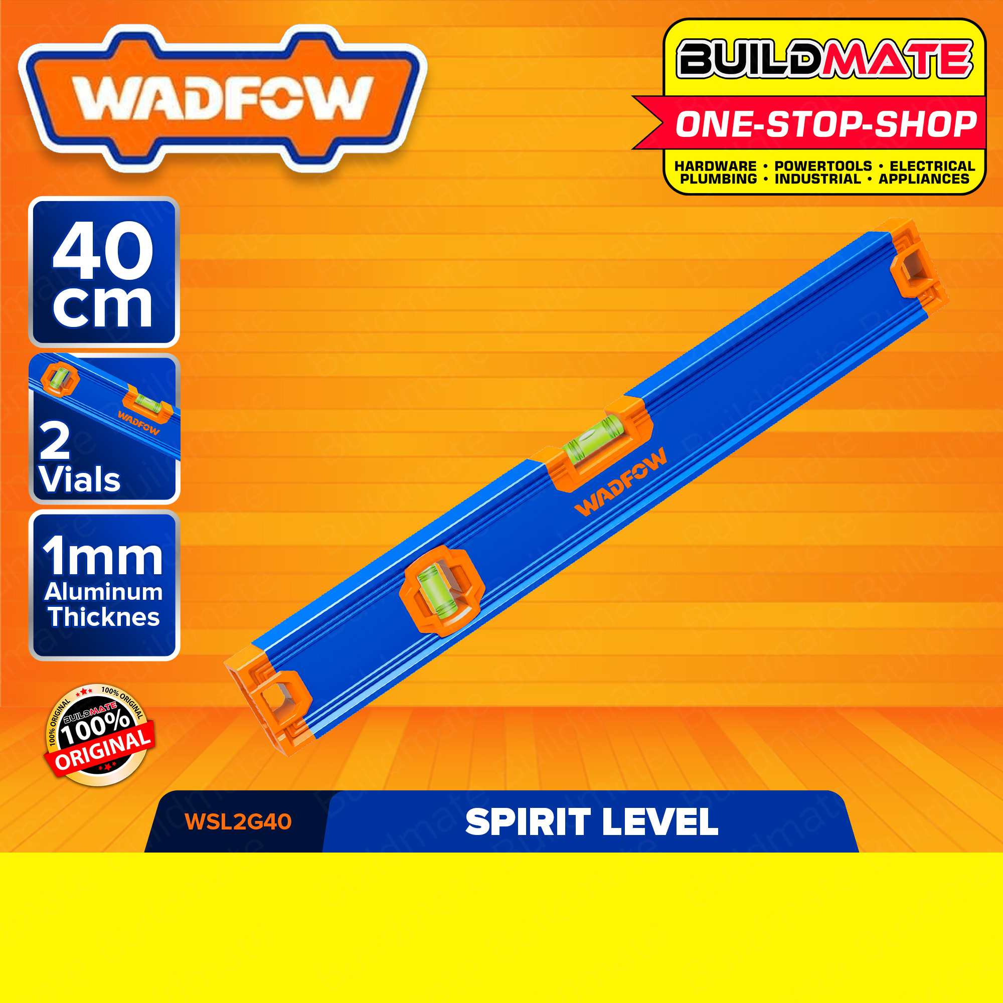BUILDMATE Wadfow Spirit Level 40cm Leveling Tool Aluminum Spirit ...