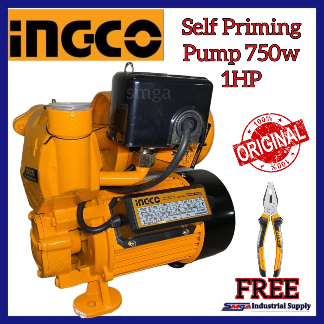 INGCO Self-Priming Peripheral Pump 750W (1.0HP) VPA7505-5 FREE Plier ...