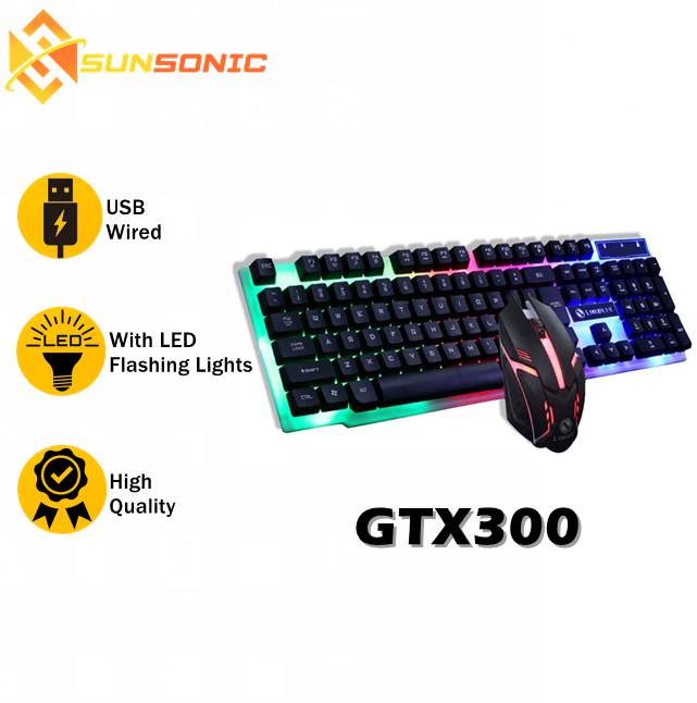 GTX-300 Colorful LED Backlight Ergonomic Gaming Keyboard and Mouse For ...