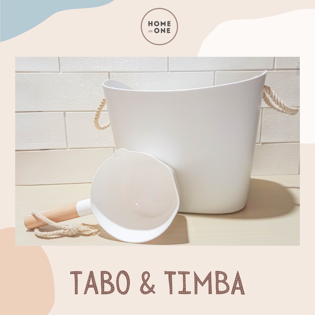 TABO at TIMBA White bucket and water dipper / Laundry Basket with Rope ...