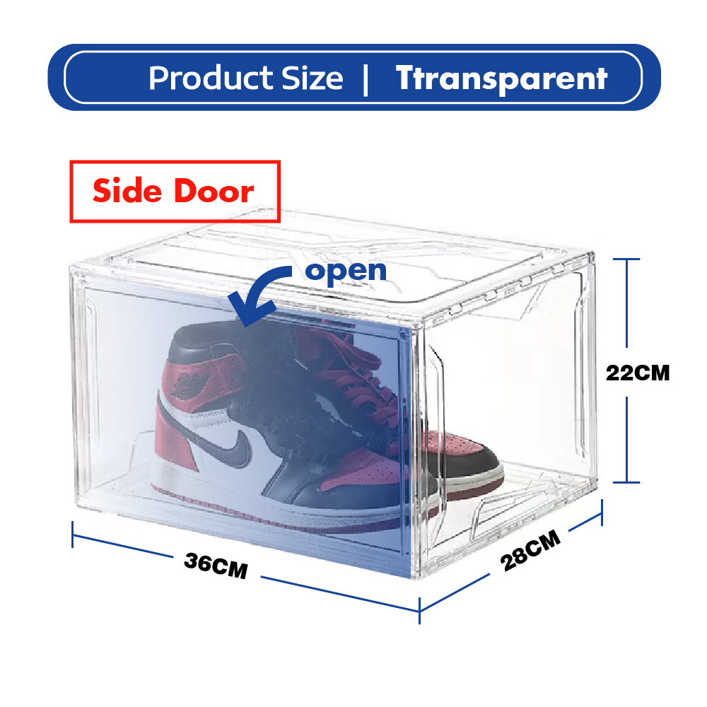Acrylic Shoe Box Magnetic Clear Stackable Organizer Large Space Sneaker Container Storage Shoe ...