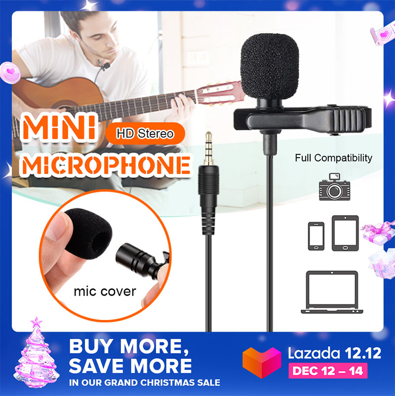 Mini Microphone for PC 3.5mm Collar Clip Microphone Recording Studio ...
