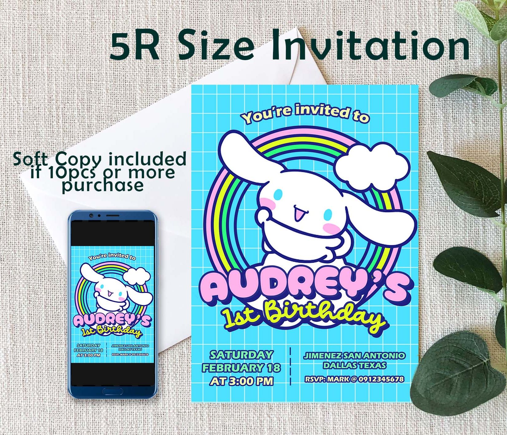 Cinnamoroll Birthday Invitation Card - Sanrio - Girl Birthday Invite ...