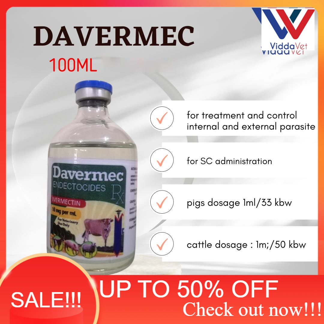 DAVERMEC 100ML FOR animals for pigs goat carabao cattle pampurga IVER ...