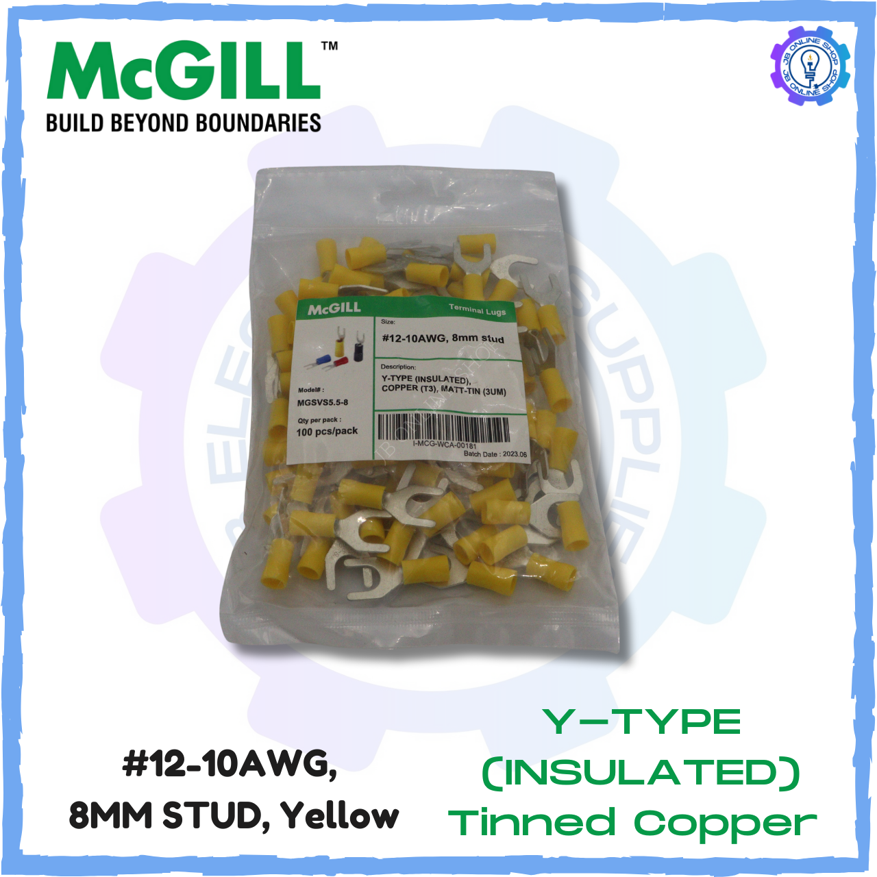 McGill Y-Type Terminal Lugs (Insulated) Tinned Copper | Lazada PH