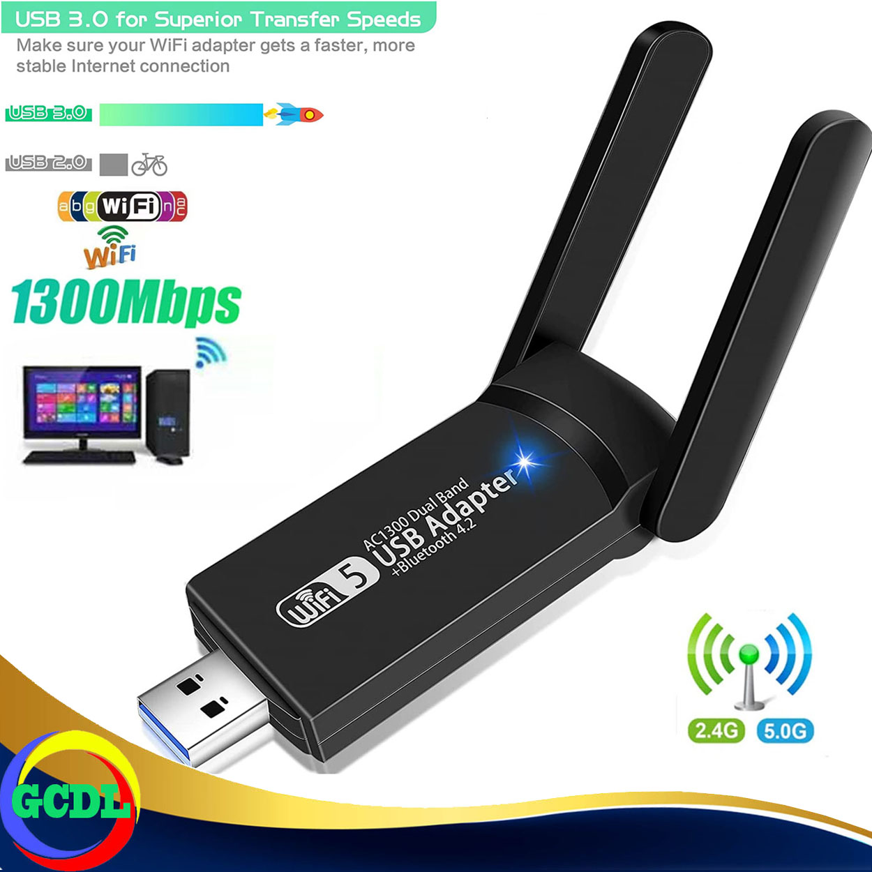 AC1300Mbps Dual Band USB Adapter + Bluetooth 4.2 | Lazada PH