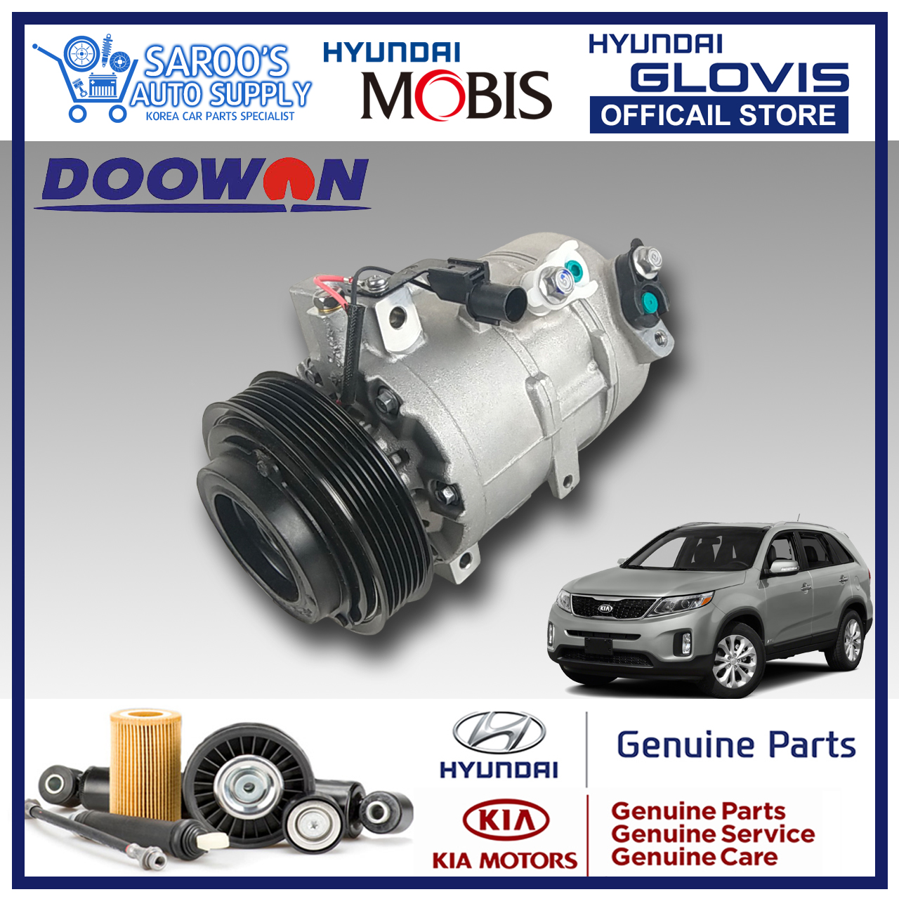 [R][Doowon] Aircon Compressor For Kia Sorento ,2009-2012 , Diesel ...