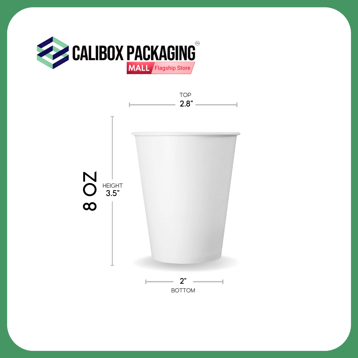 Calibox Packaging Disposable White Paper Cup Strawless Flat Lid 50pcs ...