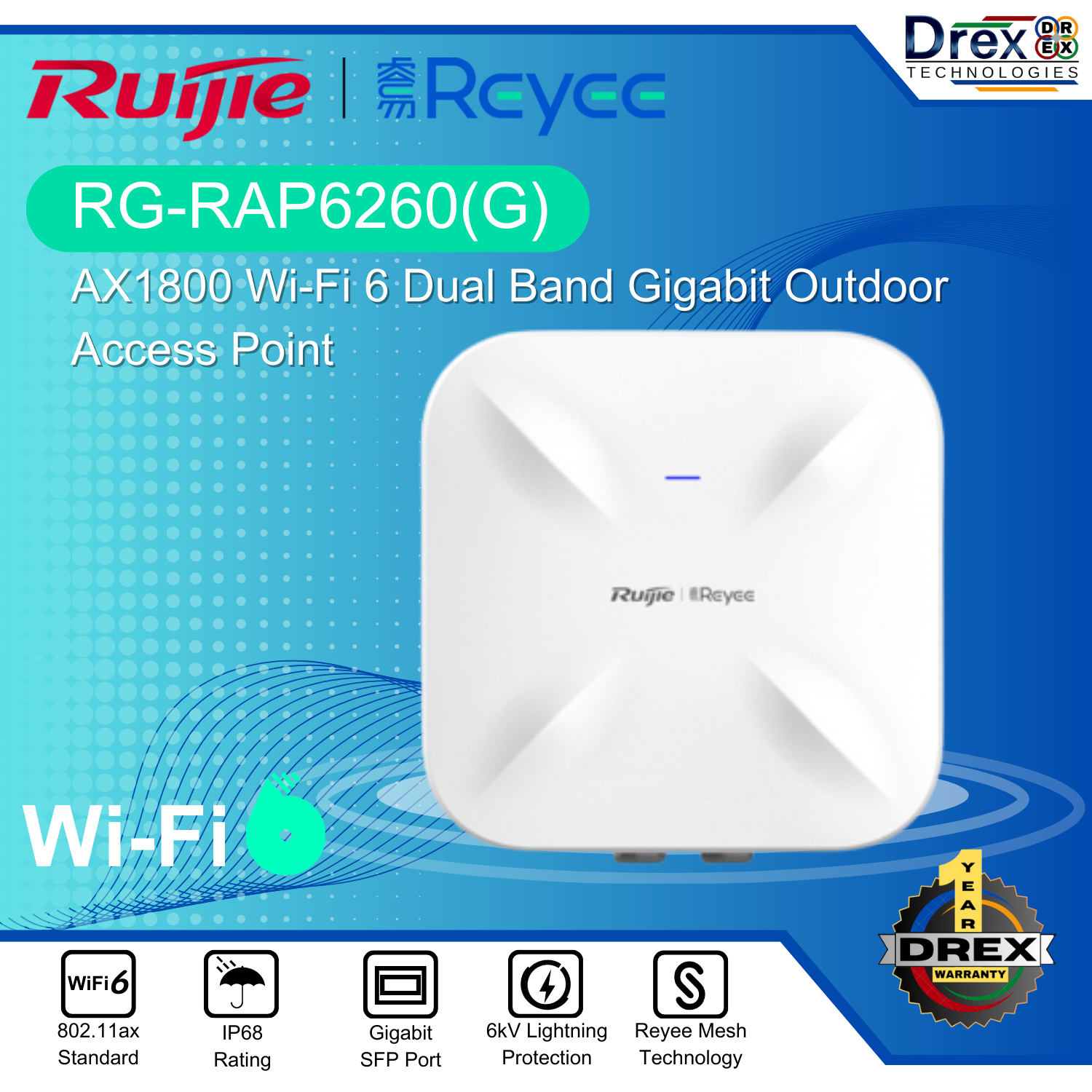 Ruijie RG-RAP6260(G) AX1800 Dual Band Gigabit Wi-Fi 6 Access Point | Lazada PH