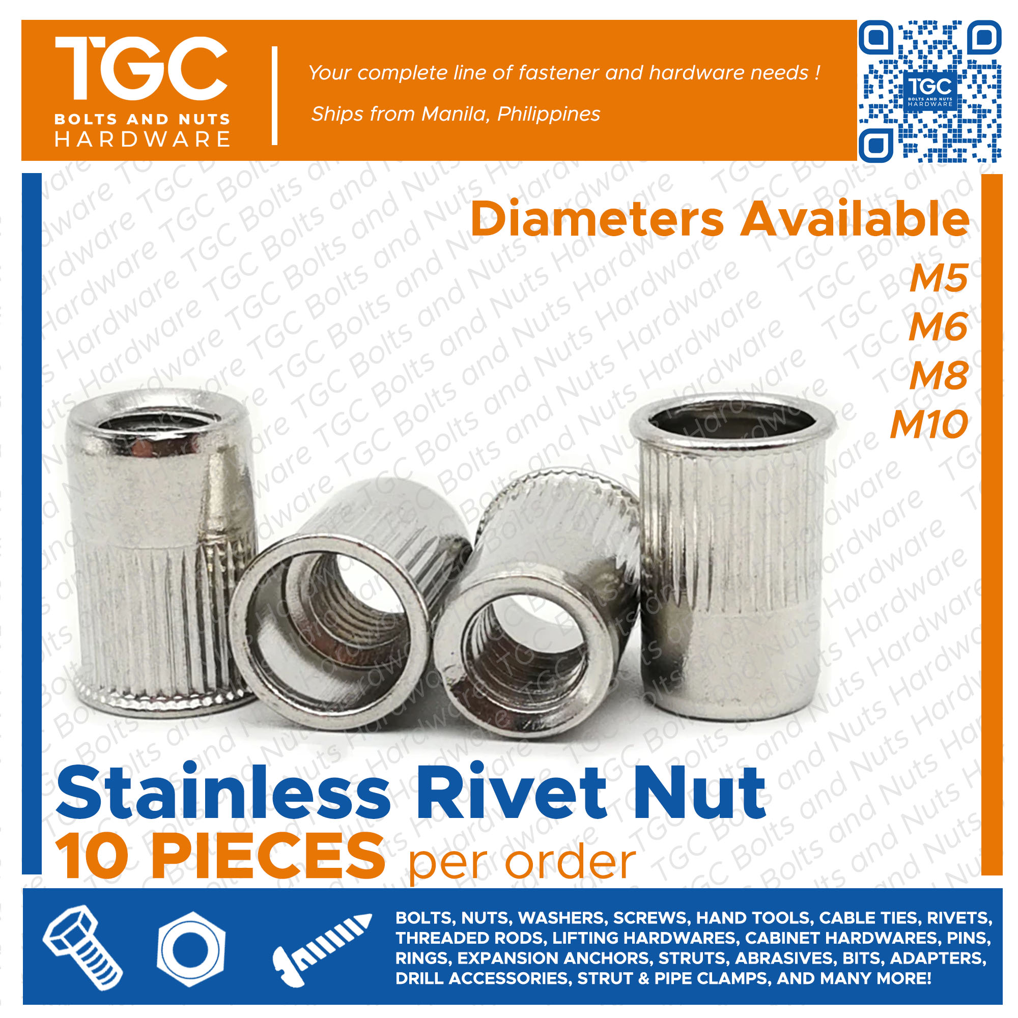 10PCS M5-M10 Stainless Rivet Nut | SUS Furniture Nut | SS Rivet nut 5 6 ...