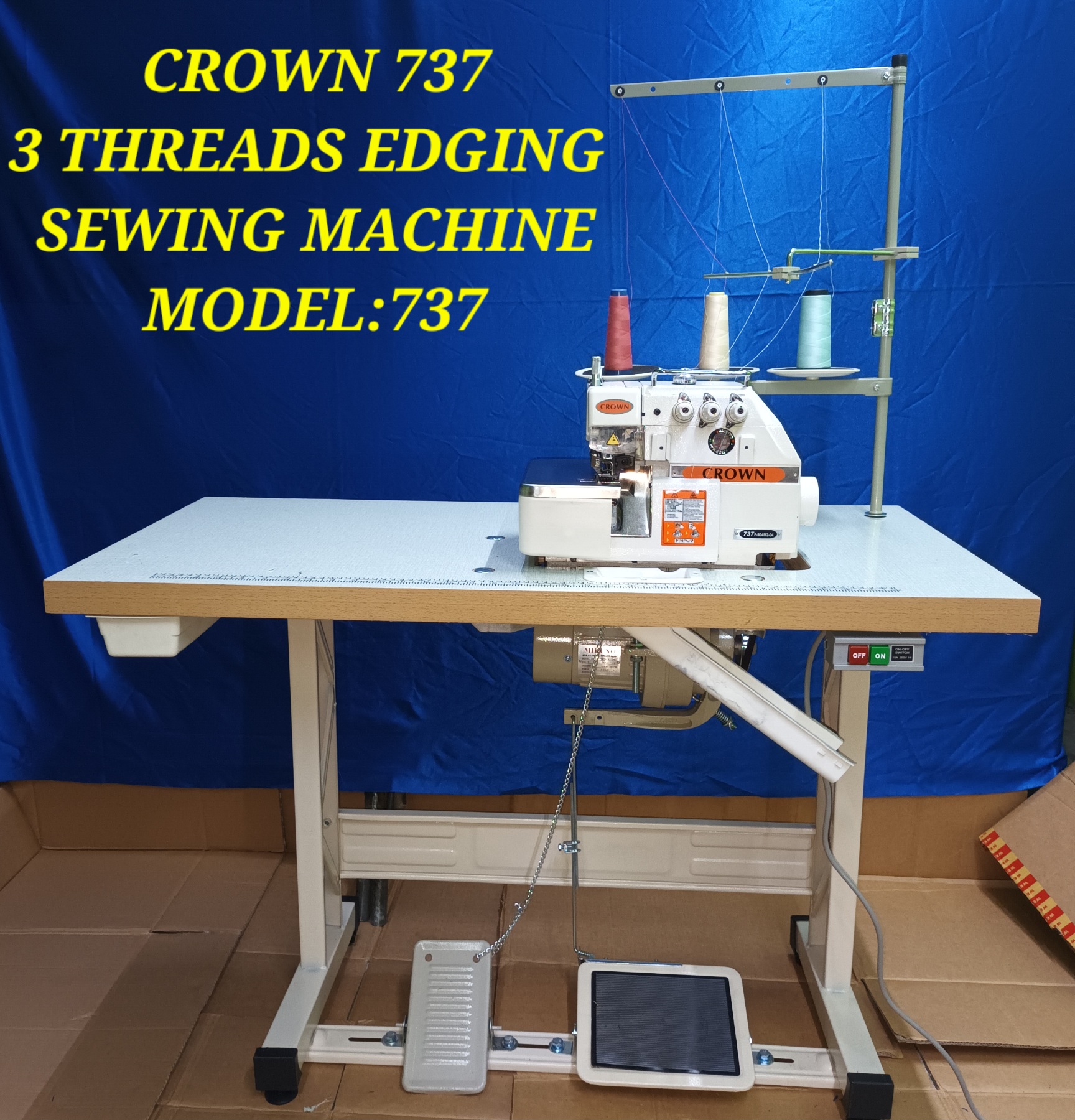 CROWN 3-Threads Overlock/Edging Sewing Machine (MODEL 737) (BRAND NEW ...