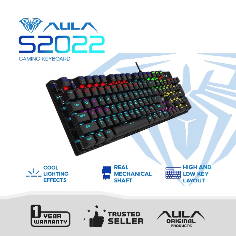 Aula S2022 Mechanical Gaming Keyboard, Wired, RGB, Full Layout, Media ...