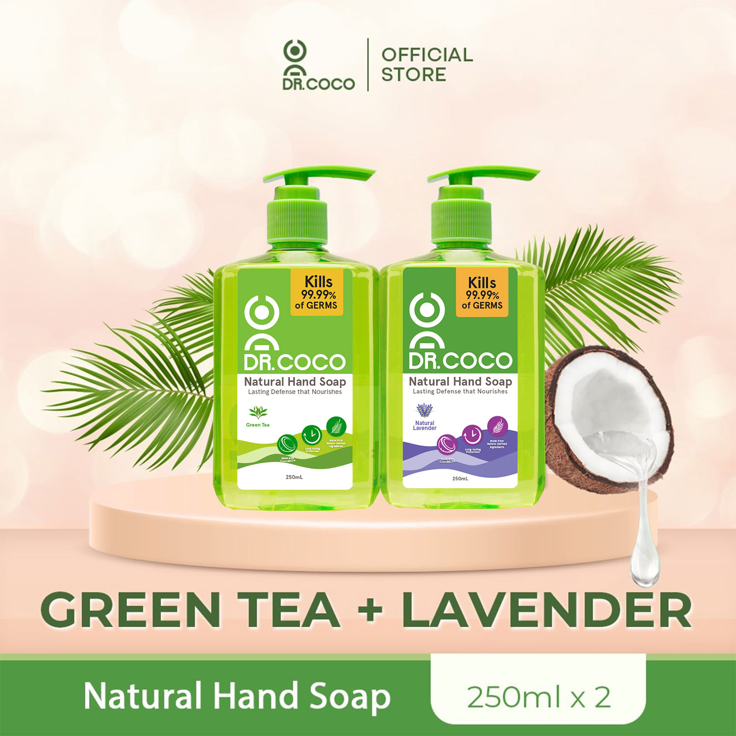 (Near Expiry June 2024) Dr. Coco Natural Hand Soap Go Extra (250ml x2 ...