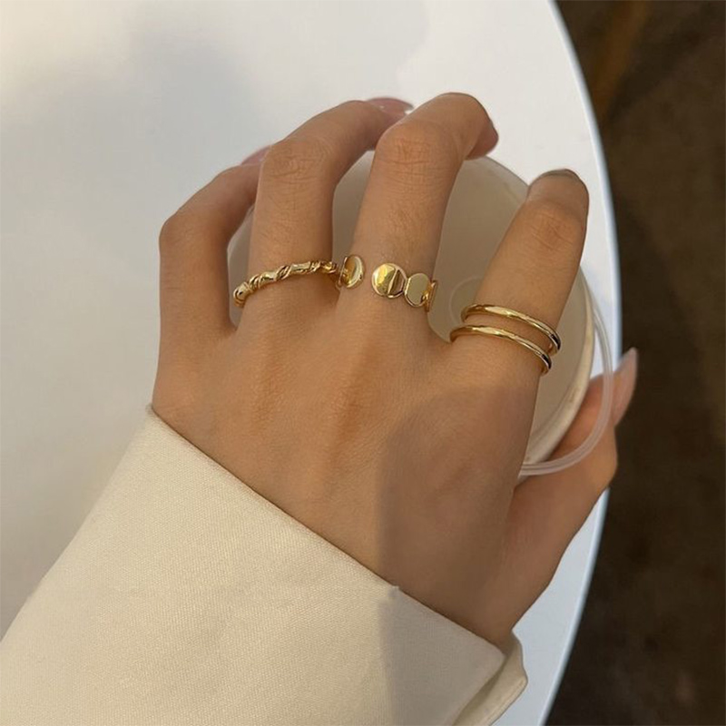 3 Piece Set Women's Vintage Geometric Tail Rings Minimalist Punk Style ...