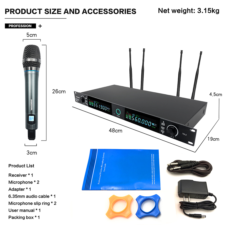 JAZZ SOUND RIWORAL TD2 UHF True diversity professional wireless ...