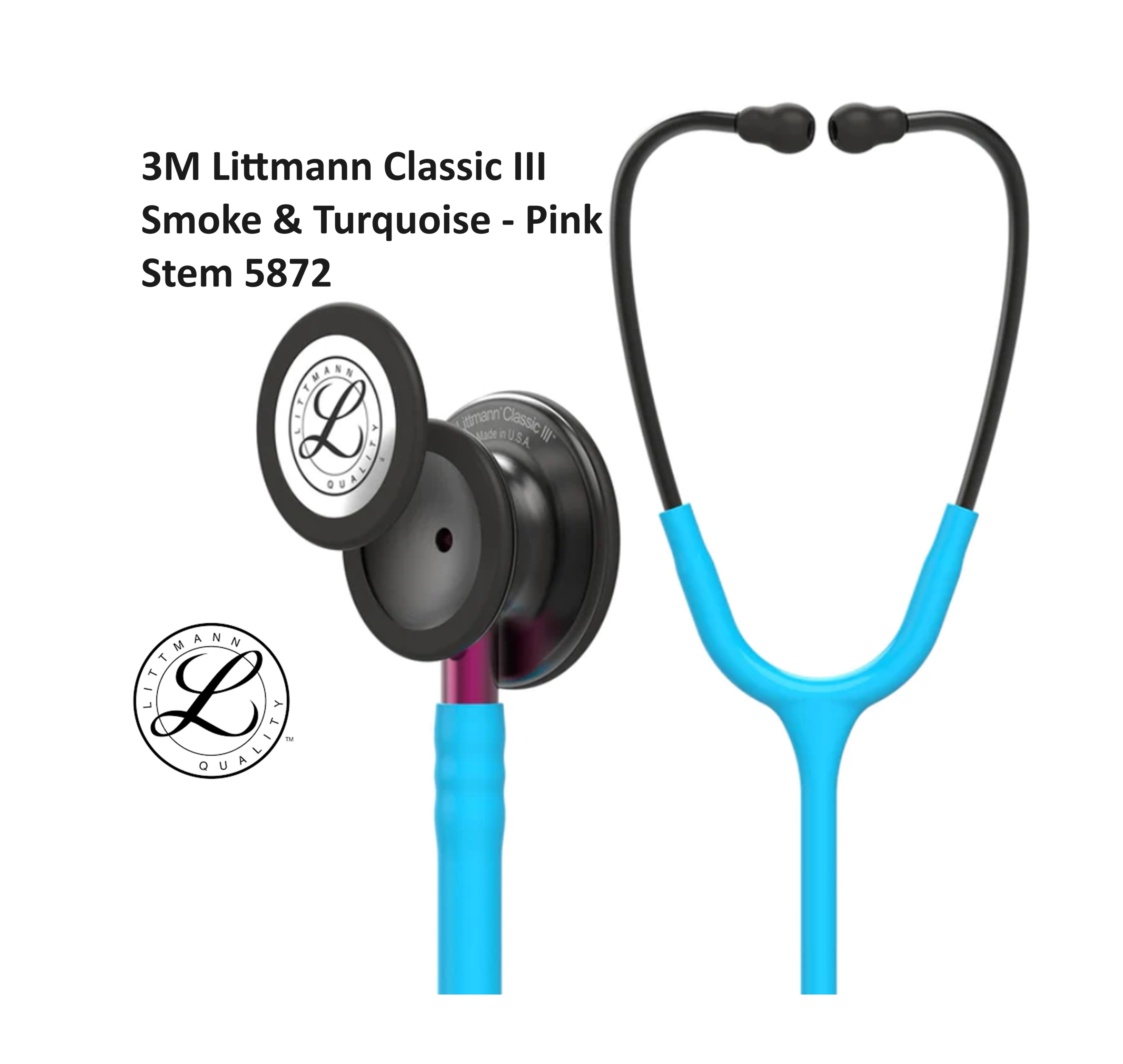 Littmann Classic III Stethoscope Smoke & Turquoise Pink Stem 5872 ...