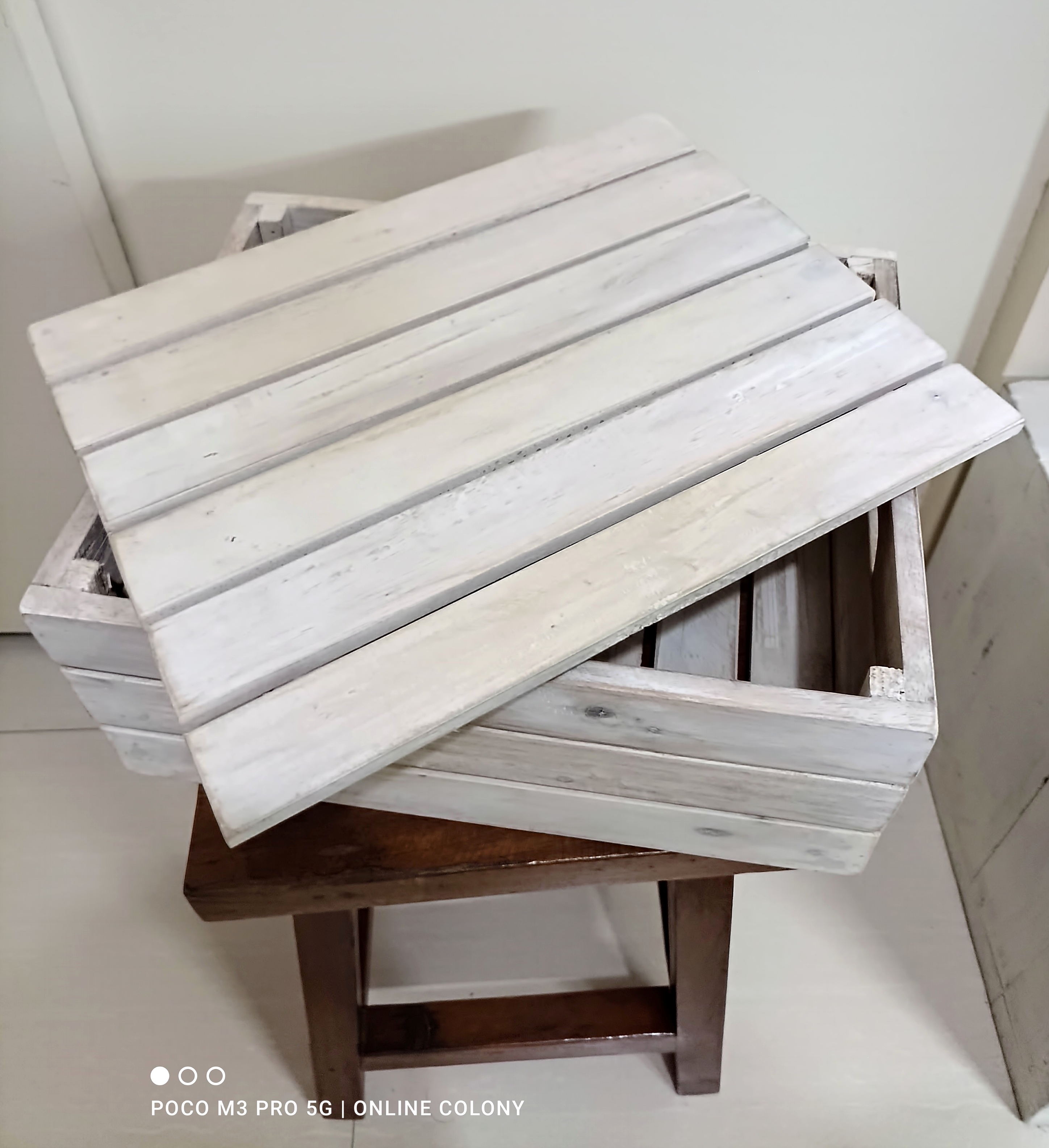 CRATE BOX w/ handle and cover / Multipurpose Storage Solid Wooden Crate ...