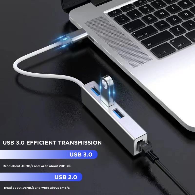 LP Ethernet Lan Adapter Hub with Multiple USB 3.0 Type C to USB RJ45 ...