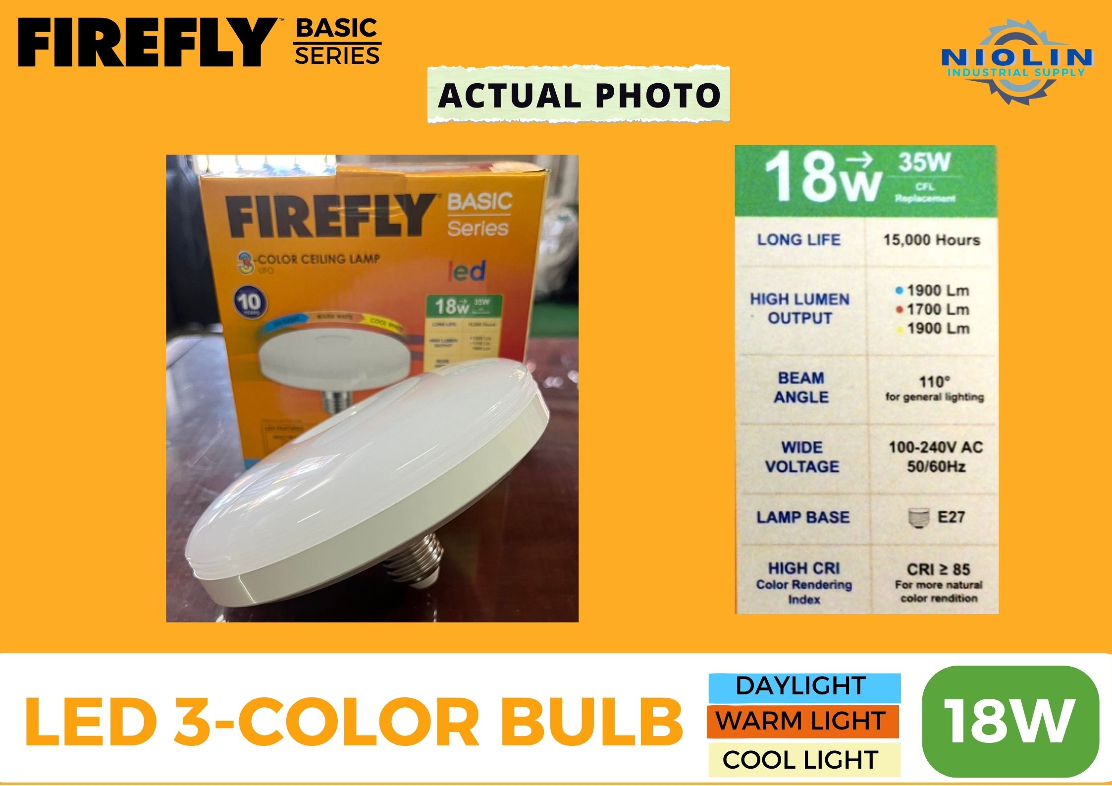 FIREFLY Tri - Color UFO LED Bulb | Lazada PH