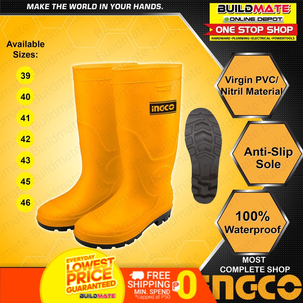 INGCO Industrial Heavy Duty Rain Boots Virgin PVC Nitrile SOLD IN PAIRS ...