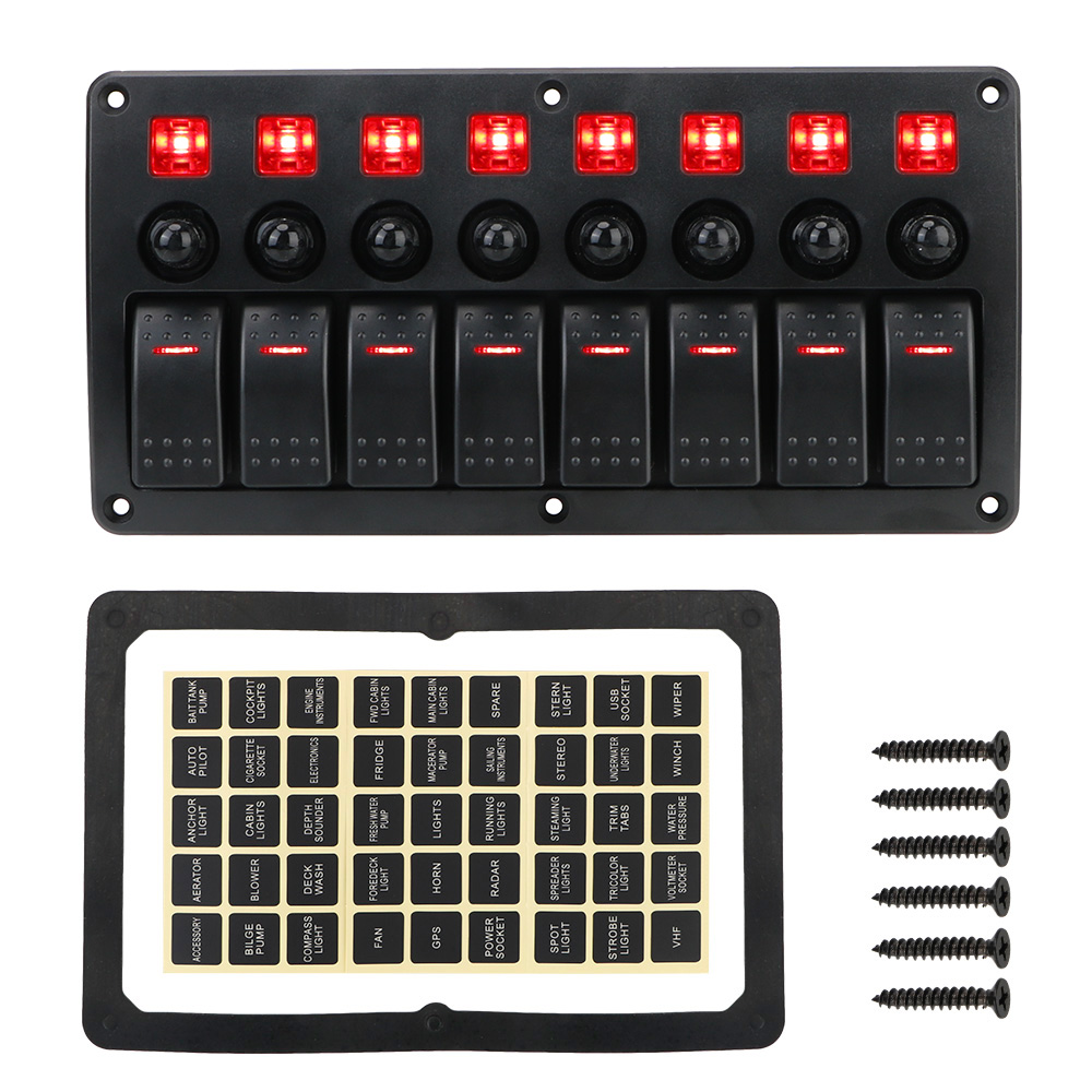 Waterproof Circuit Breakers With Fuse Rocker Switch Panel 8 Gang LED ...
