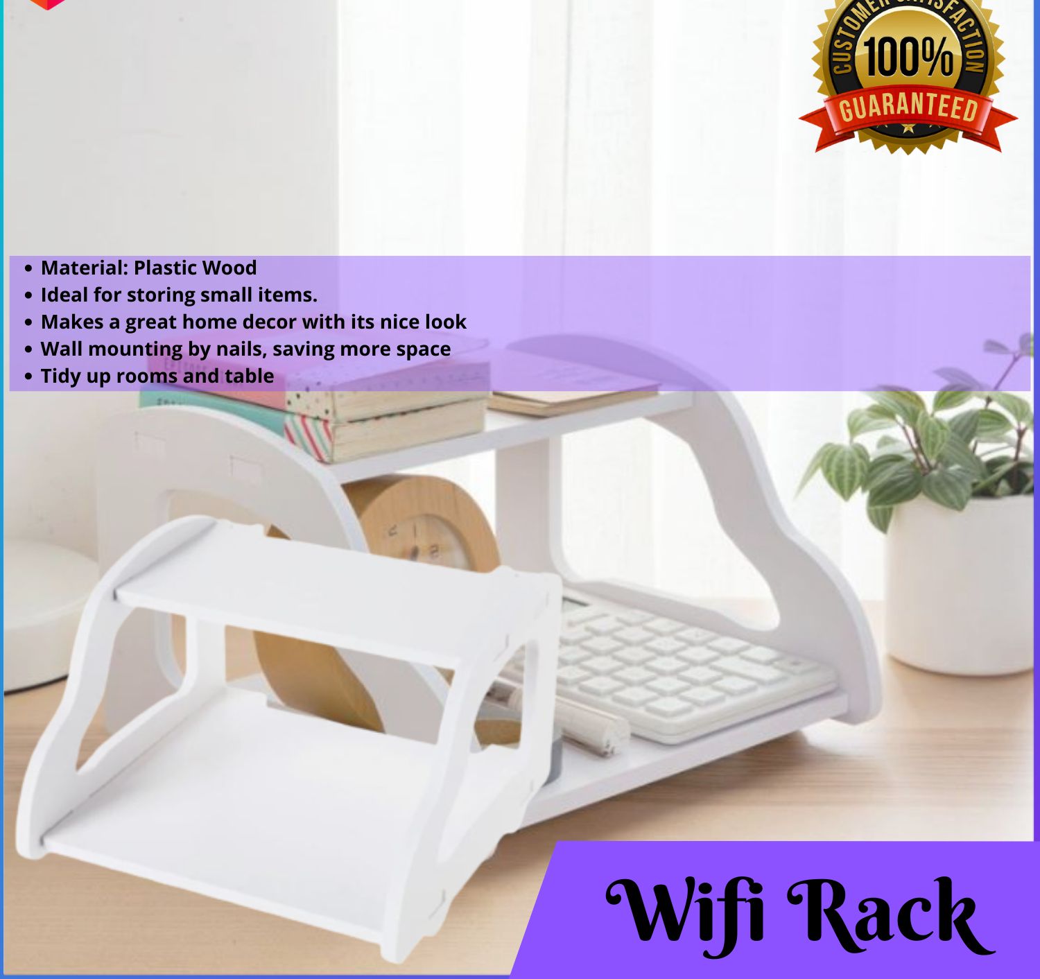 Double Layer Wifi Router Storage Rack Free-punch White Wall Set Top Box ...