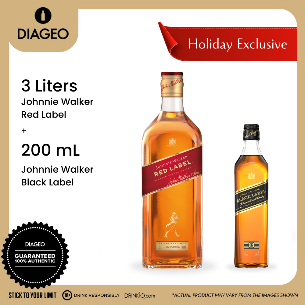 Johnnie Walker Red Label 3L + Johnnie Walker Black Label 200ml | Lazada PH