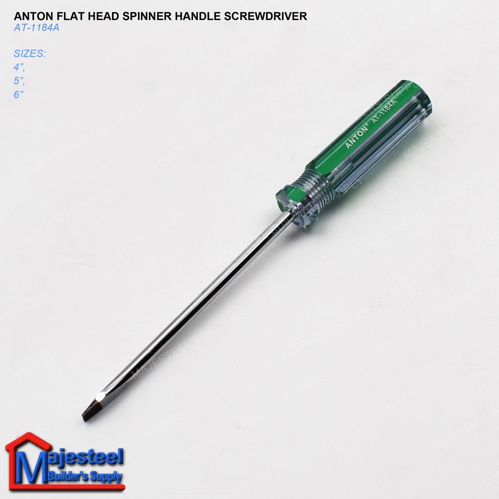 Anton Flat Head Screw (-) Spinner Green Handle Screwdriver AT-1148A ...