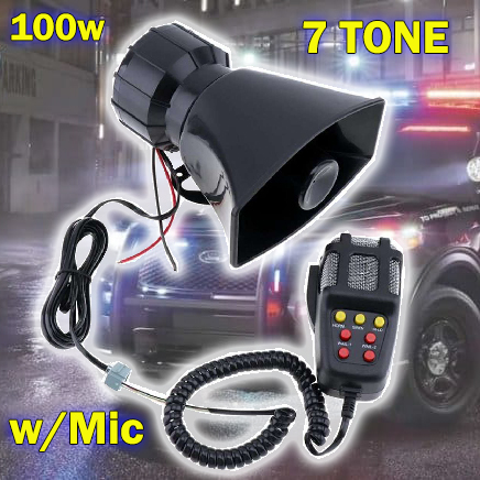 High-Power 7 Sound Car Wangwang Warning Siren Megaphone Ambulance 100W 12v 120Db Loud Speaker ...