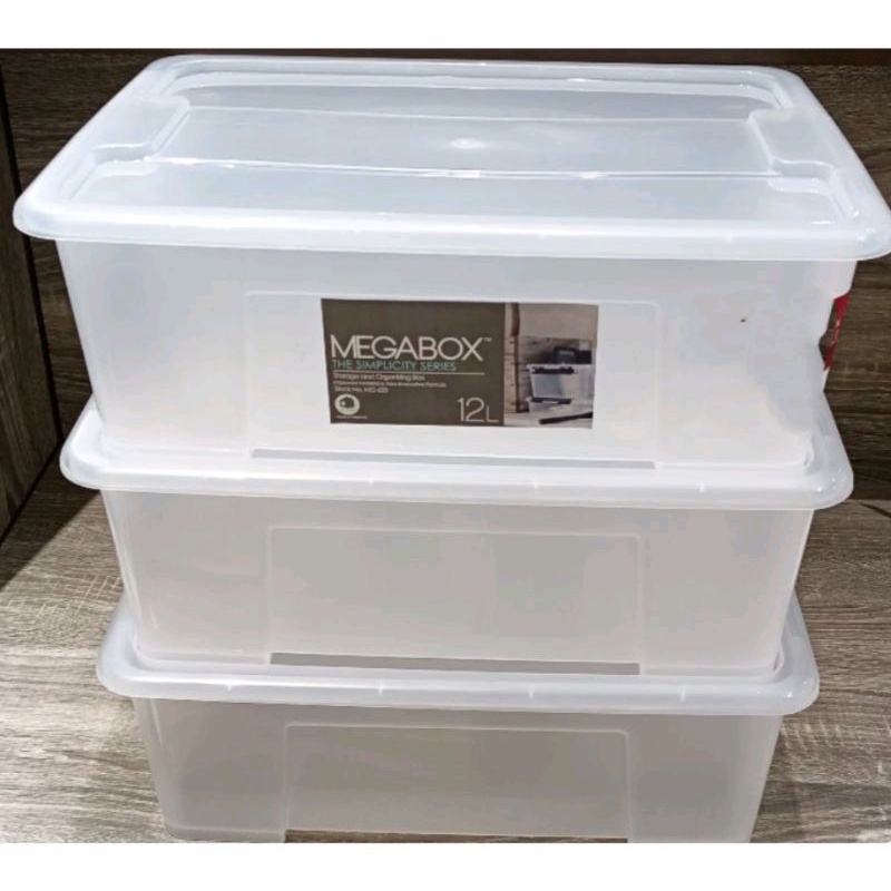 Megabox 12L Storage Box STACKABLE AND SIMPLE PLAIN CLEAR STORAGE BOX ...