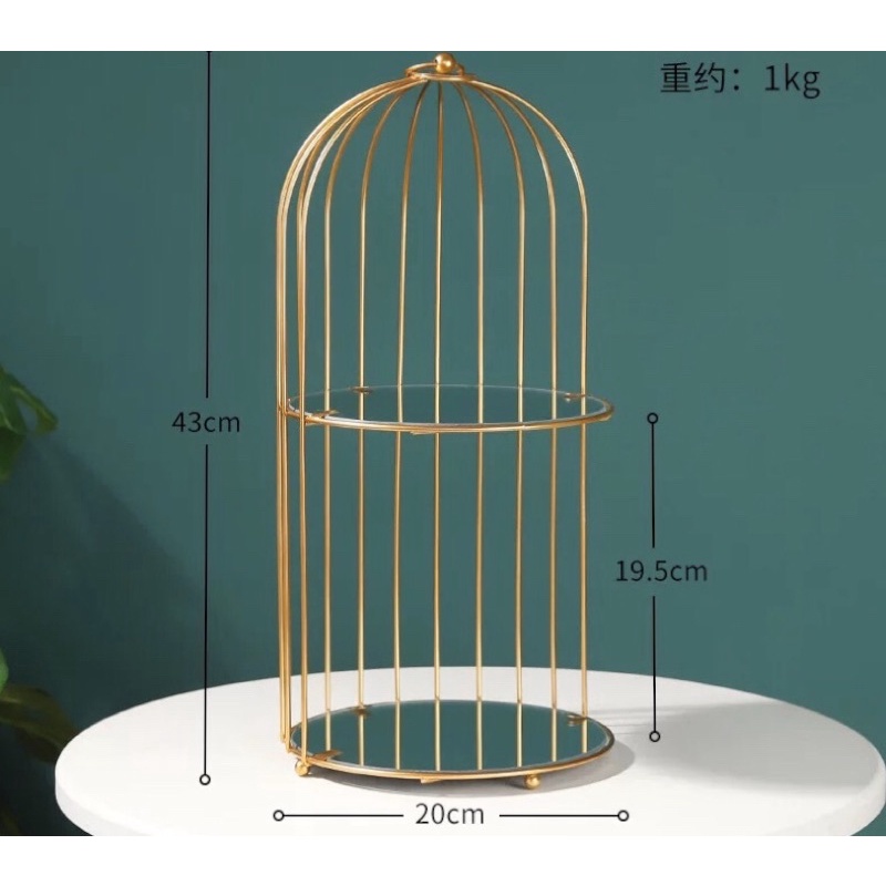 Gold Extravagant Bird Cage Multipurpose Diamond Desk Organizer Storage ...