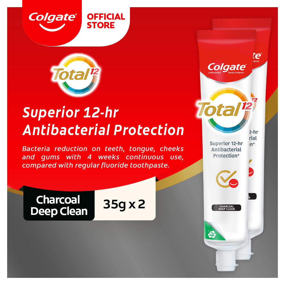 Colgate Total Charcoal Deep Clean Toothpaste - Antibacterial, 12-hour ...