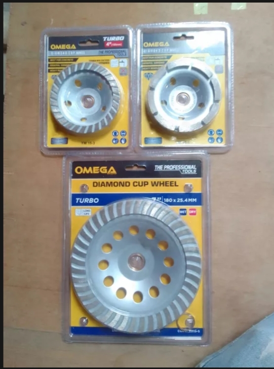 OMEGA DIAMOND CUP WHEEL SEGMENTED / TURBO 4", 7" FOR ANGLE GRINDER ...