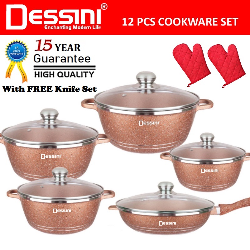 Original Dessini or Migas 12pcs Granite Coating Non Stick Cookware Set ...
