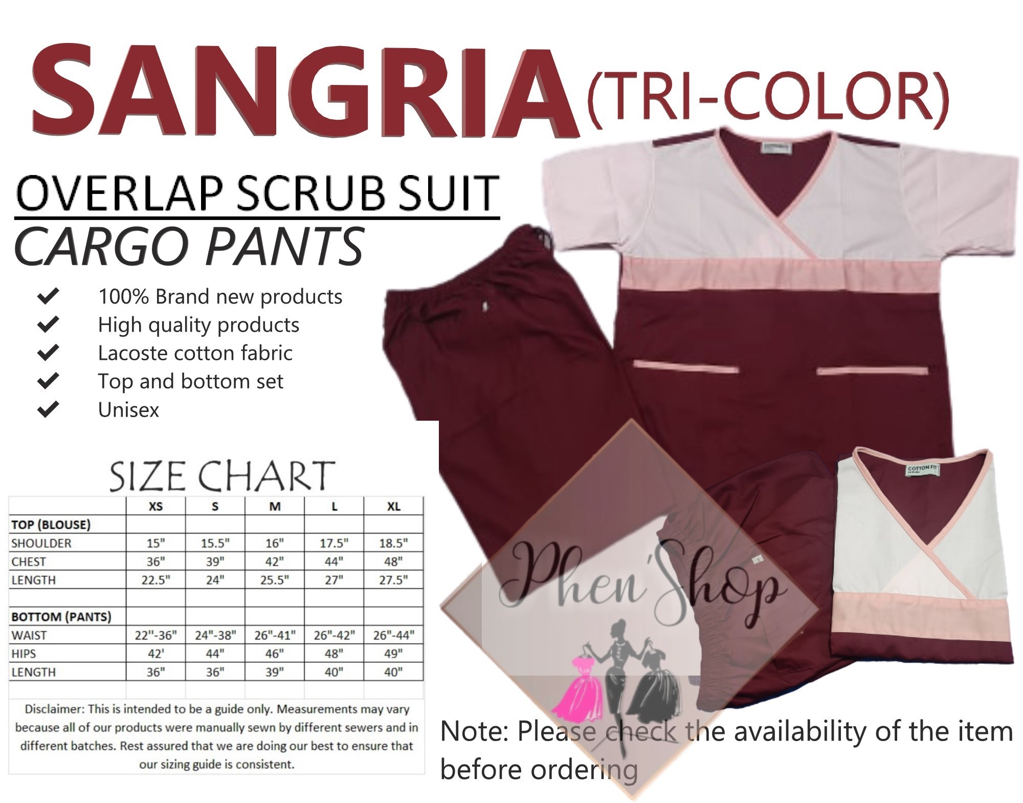 SCRUB SUIT OVERLAP TRI-COLOR (SANGRIA) | Lazada PH