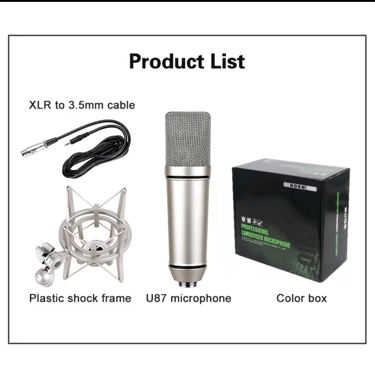 U87 capacitive microphone 48V large vibration membrane microphone live ...