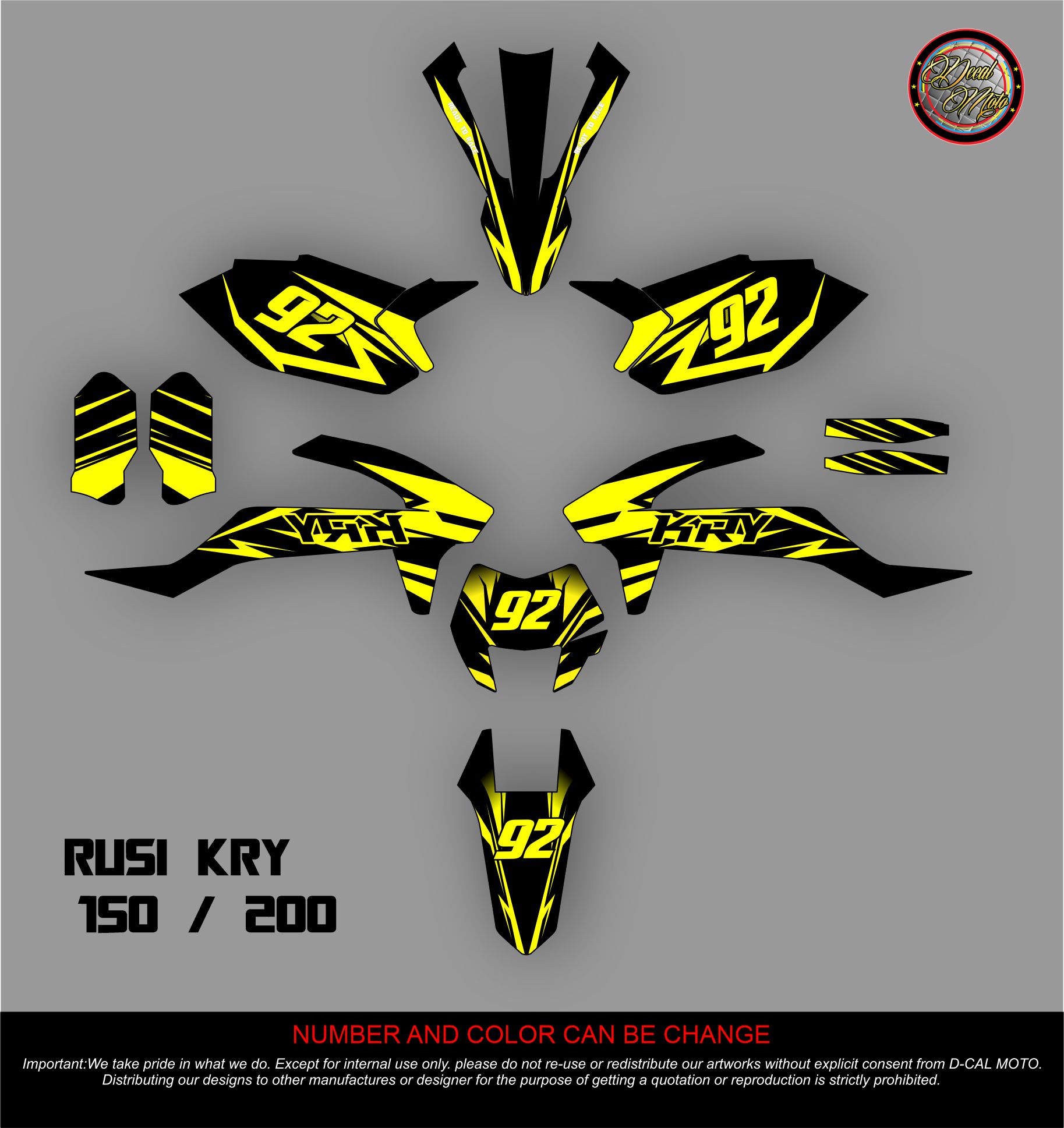 Decals, Sticker, Motorcycle, Decals Sticker for RUSI KRY 150/200 yellow ...