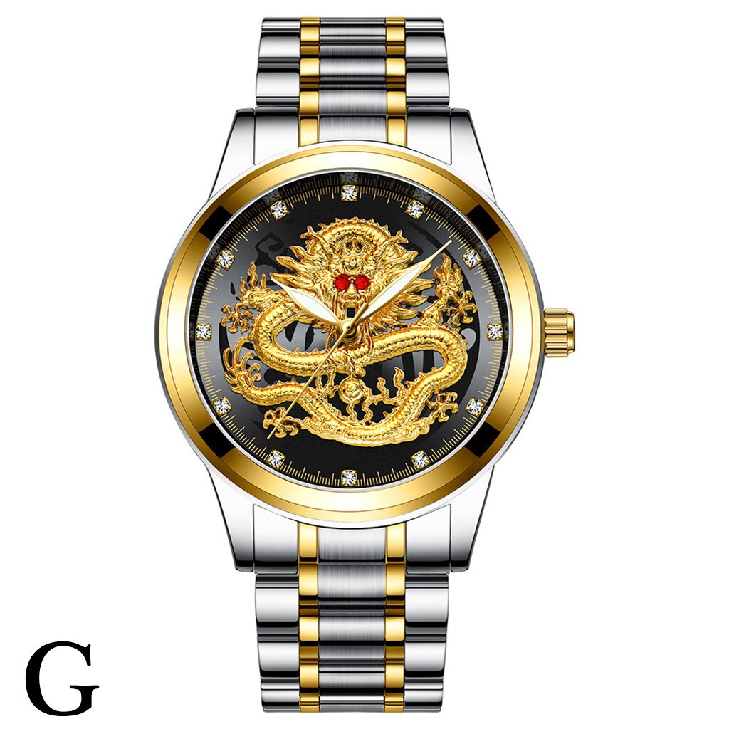 Original POSHI Luxury Gold Watch Men Top Brand 3D Engraving Golden ...