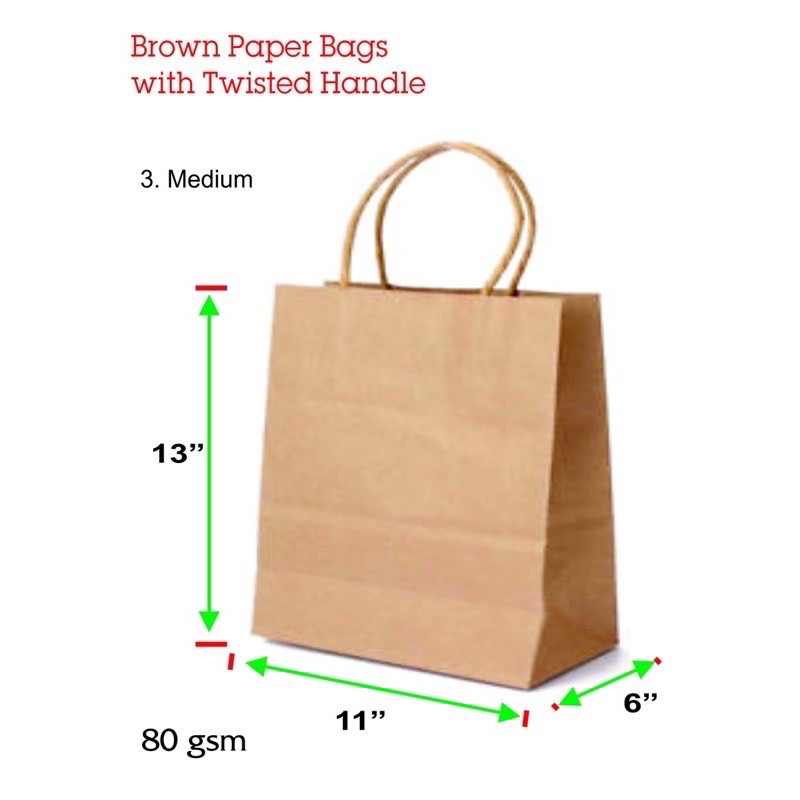 On hand Paper bags Small, Medium and Large size! 50 pcs per bundle ...