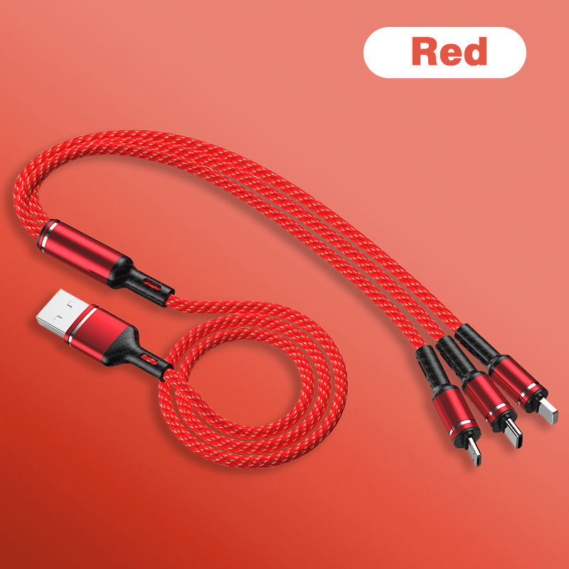 1.2m 3 In 1 Multi Fast Charger Cable Light-ning, Micro USB, and Type-C ...