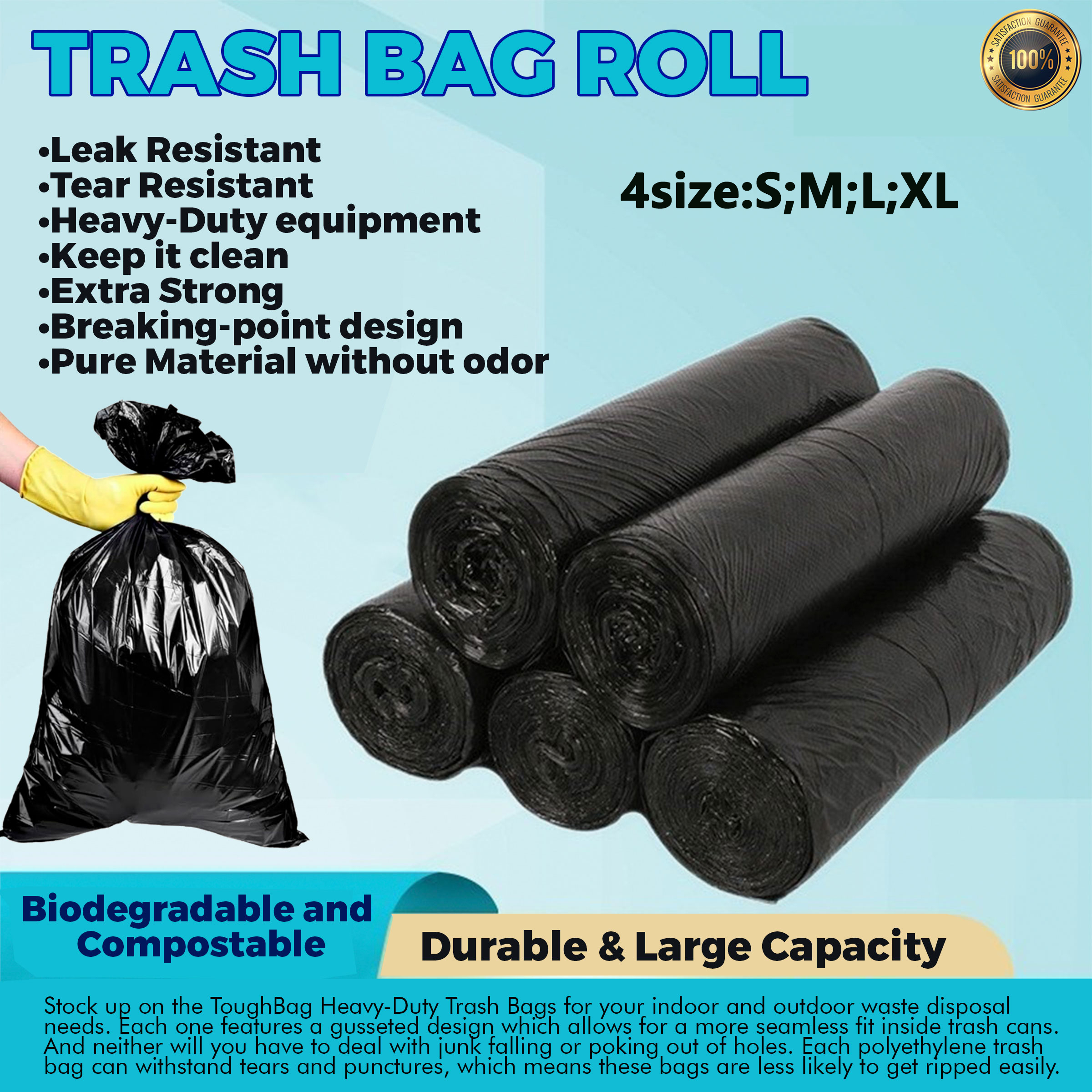 roll trash bag 4size roll trash bag best buy Trash bag Garbage bag ...
